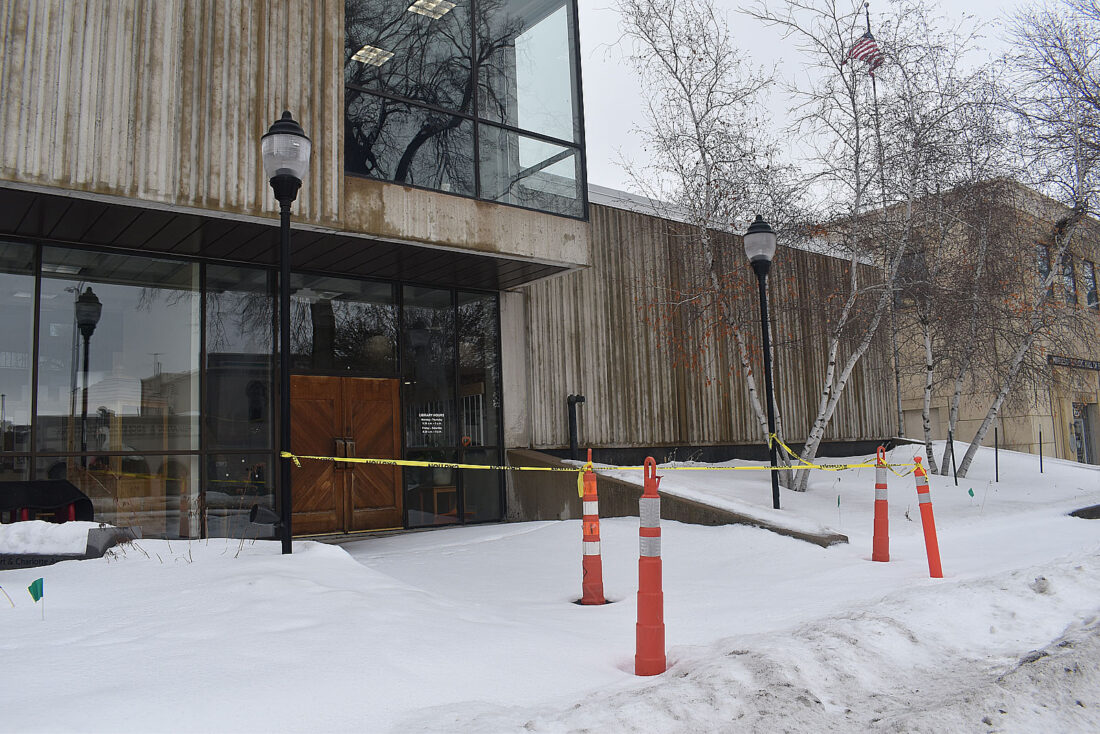 Library entrance blocked by water leak | News, Sports, Jobs - The Journal